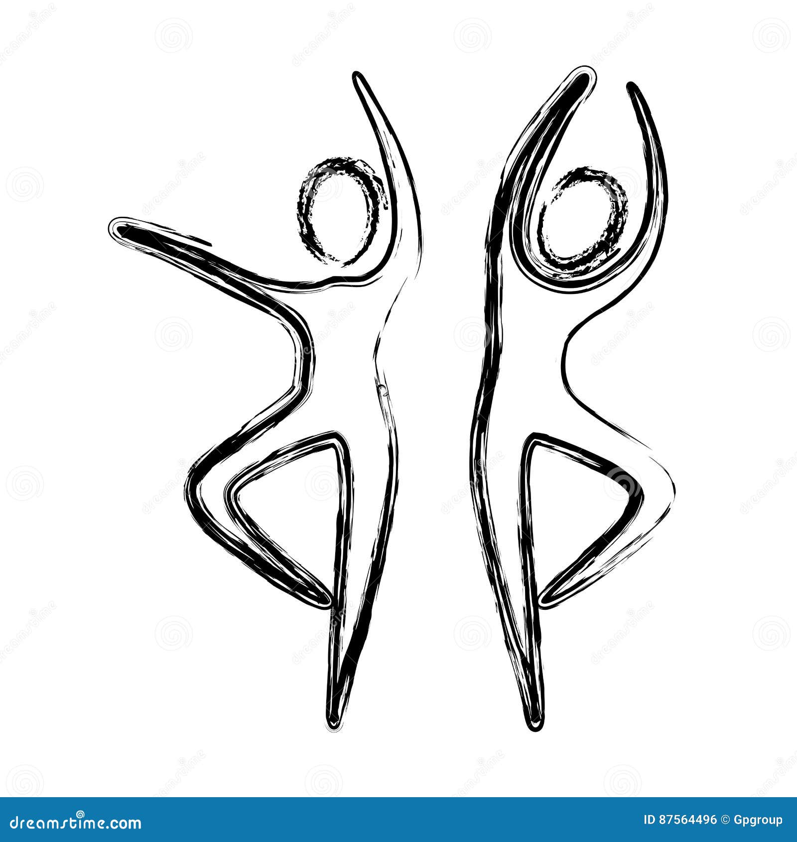 Contour People Dancing Together Icon Stock Illustration - Illustration ...