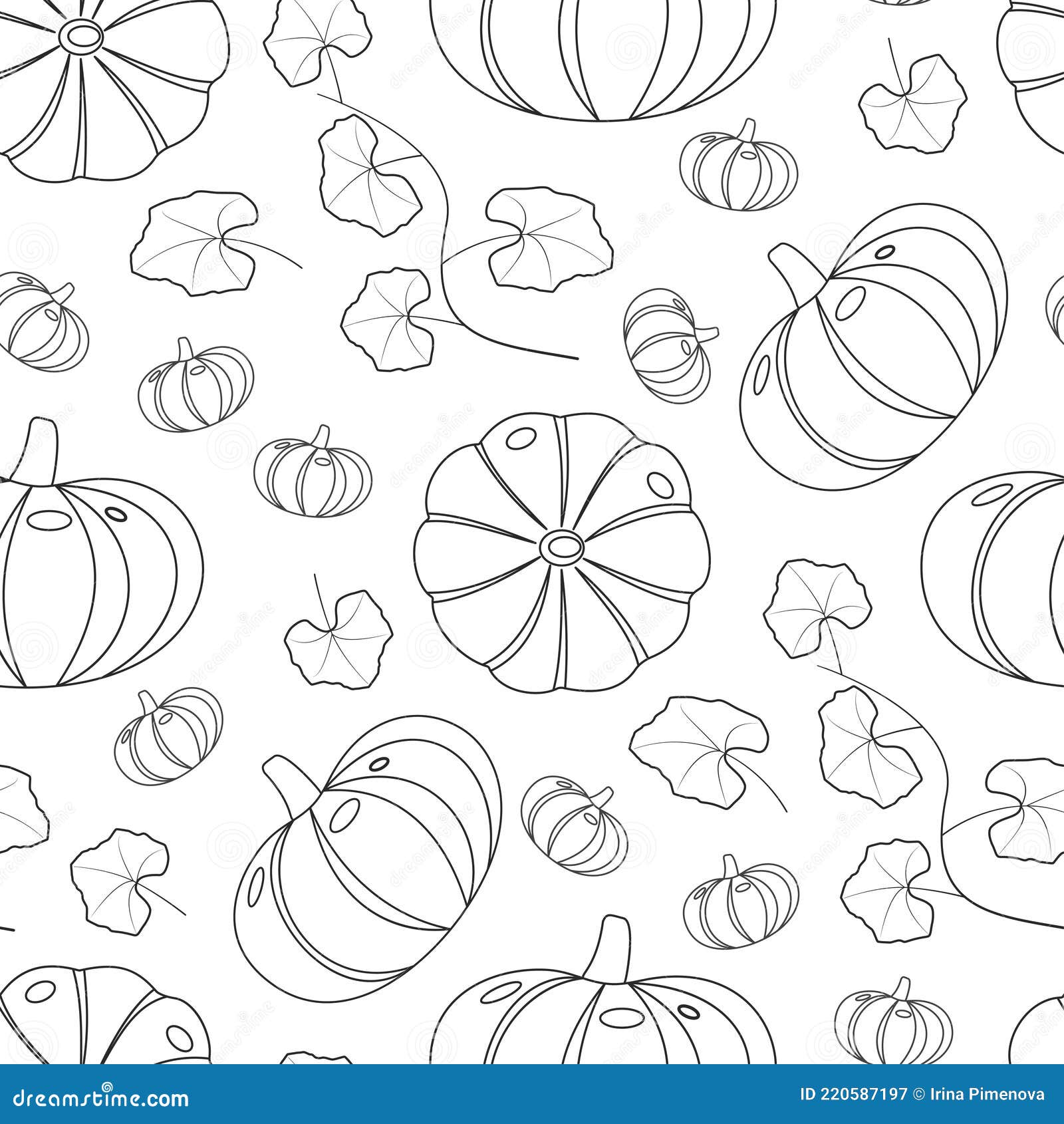 Contour Pumpkin. Seamless Vector Pattern on a White Background Stock ...