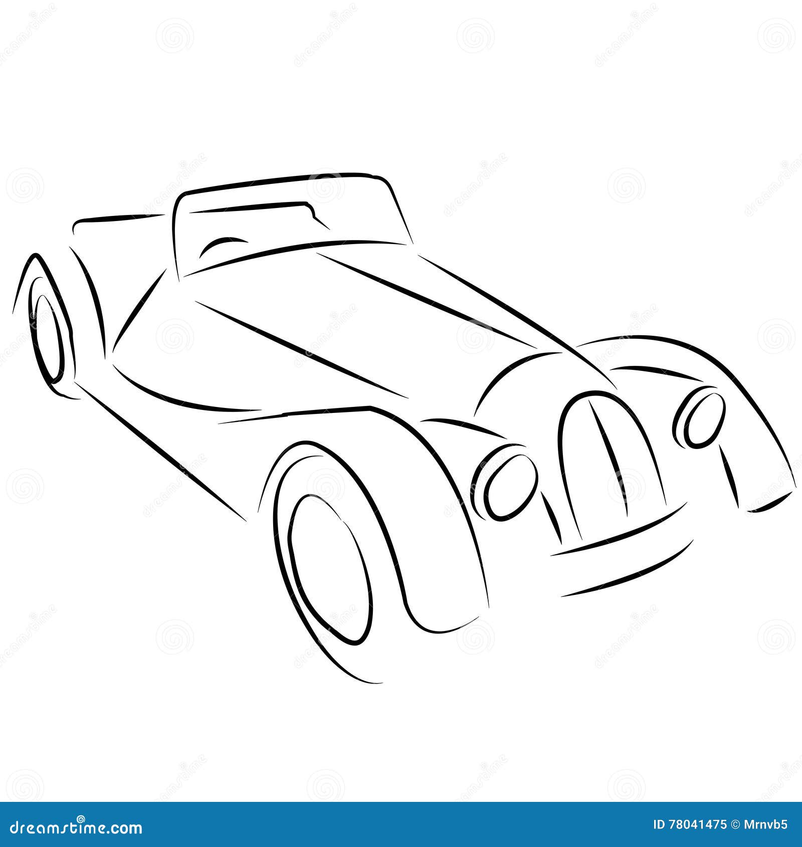 Contour retro car. stock vector. Illustration of black - 78041475