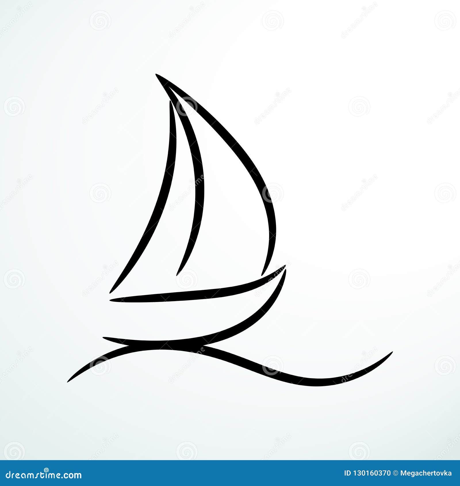 Contour Sailing Symbol, Isolated Vector Stock Vector - Illustration of ...