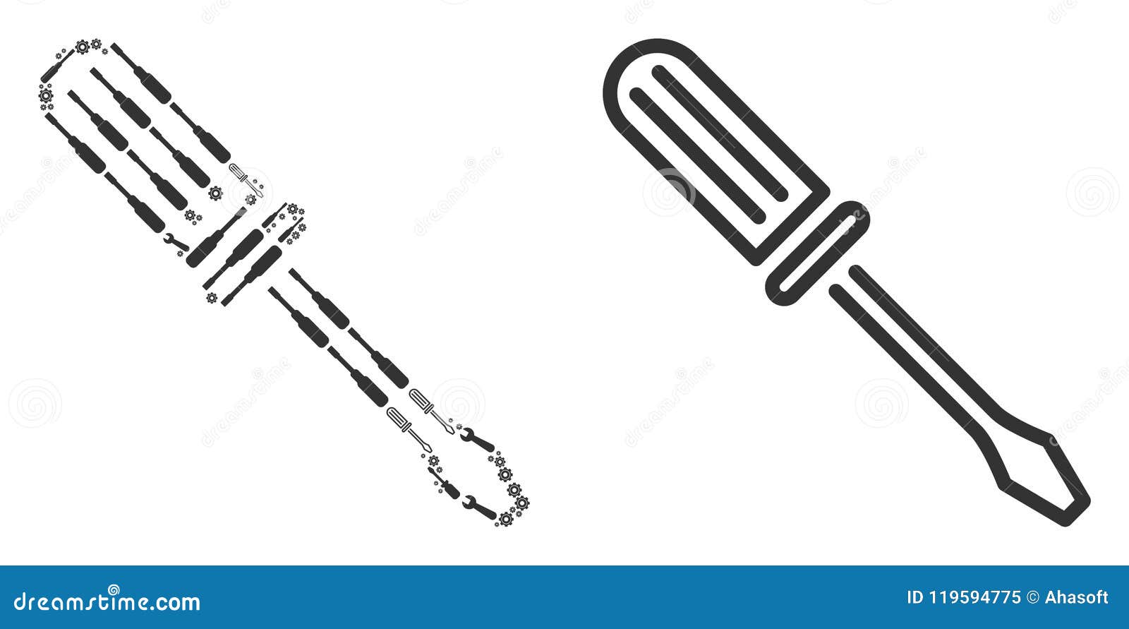 Contour Screwdriver Composition of Service Tools Stock Vector ...