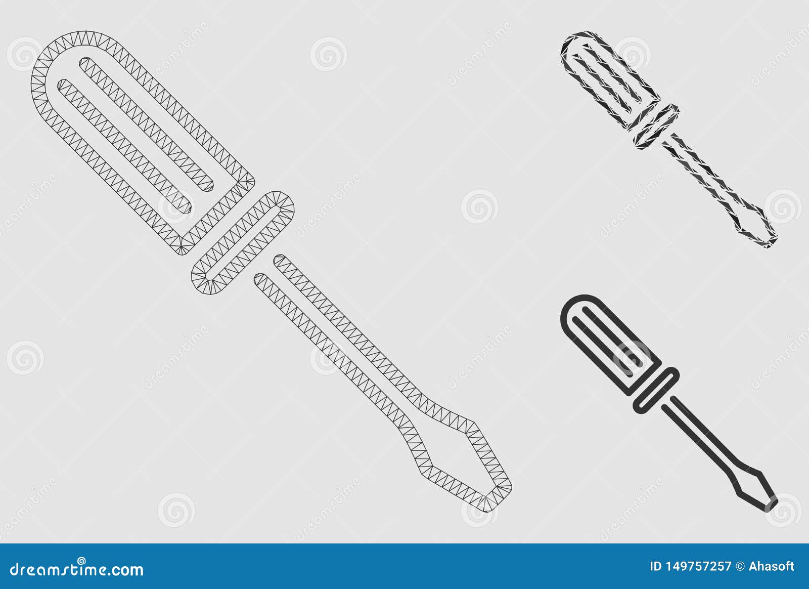 Contour Screwdriver Vector Mesh 2D Model and Triangle Mosaic Icon Stock ...