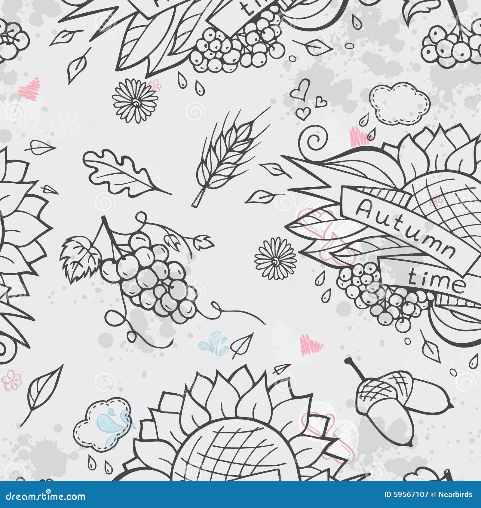 Contour Seamless Texture Autumn Theme Stock Vector - Illustration of ...