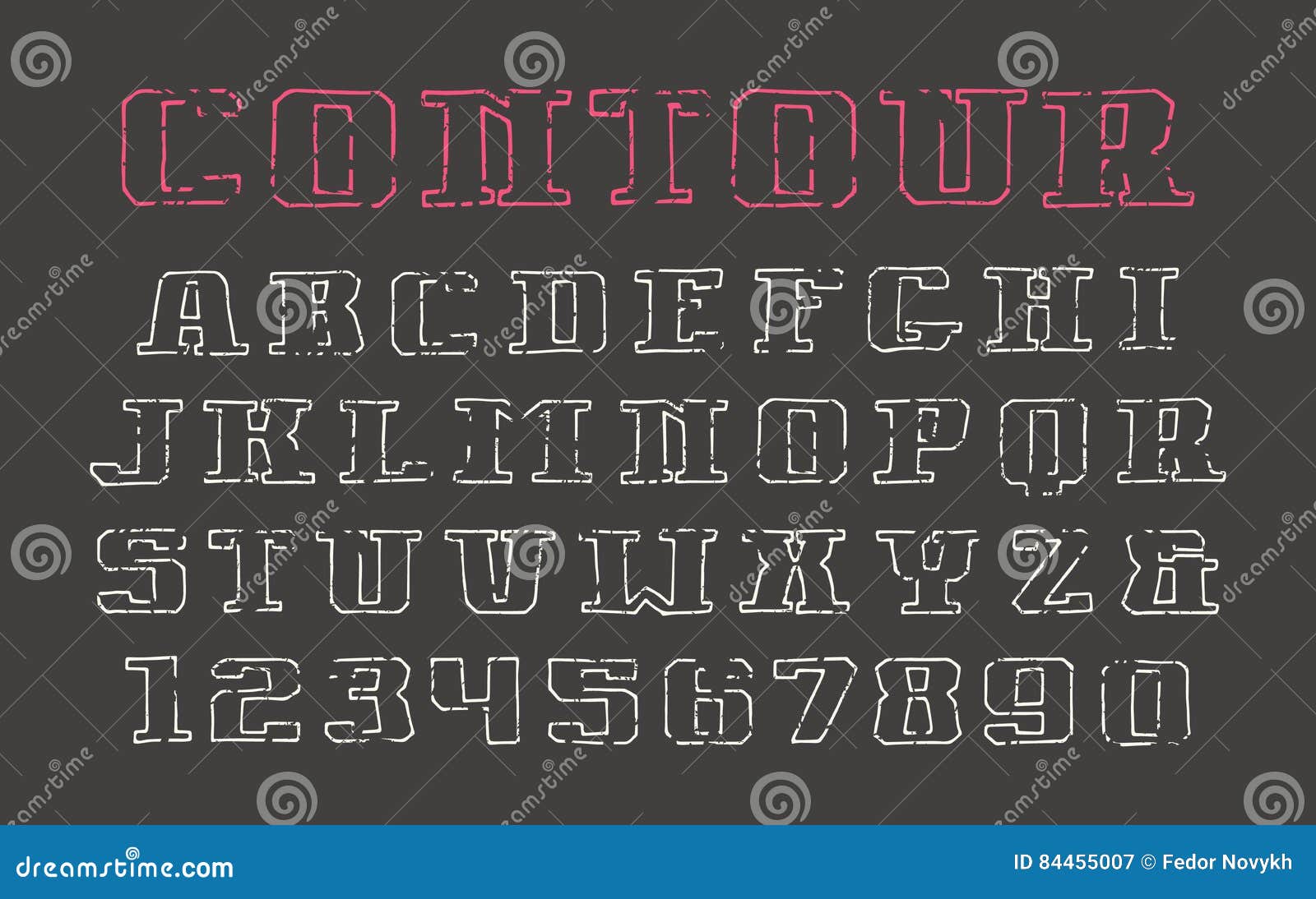 Contour Serif Font and Numerals in the Style of Hand-drawn Graph Stock ...