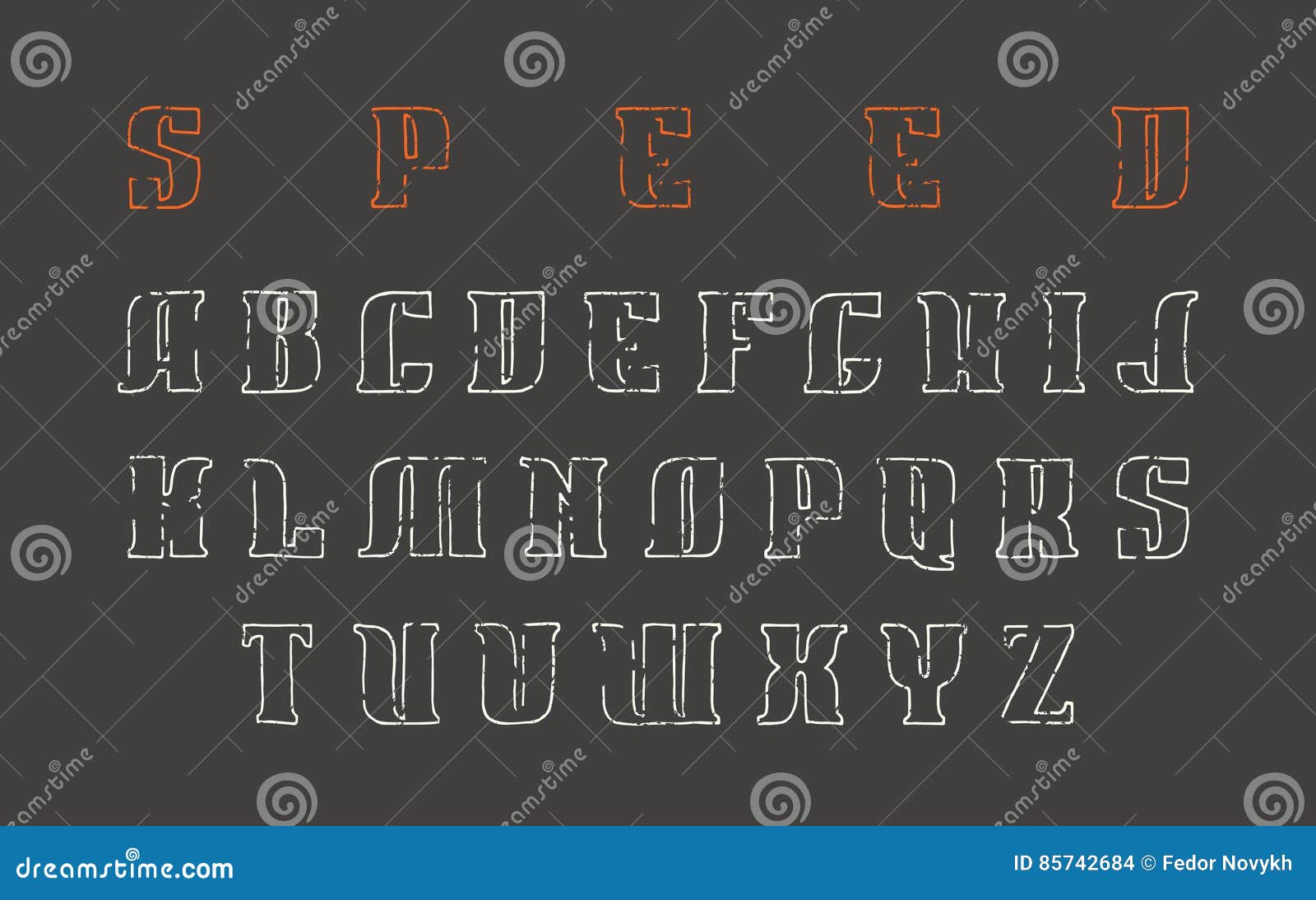 Contour Serif Font in the Style of Hand-drawn Graphics Stock Vector ...