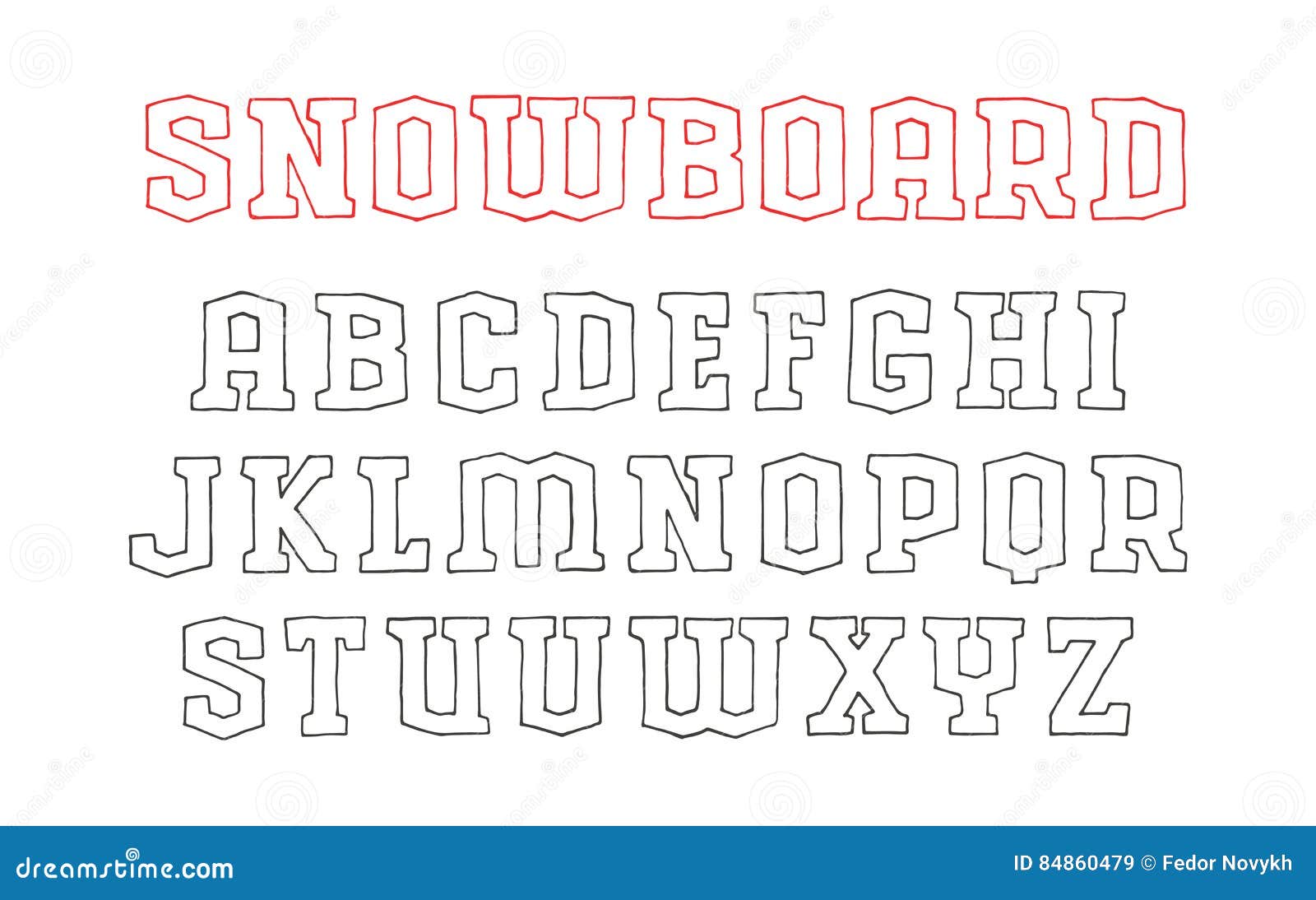 Contour Serif Font in the Style of Hand-drawn Graphics Stock Vector ...