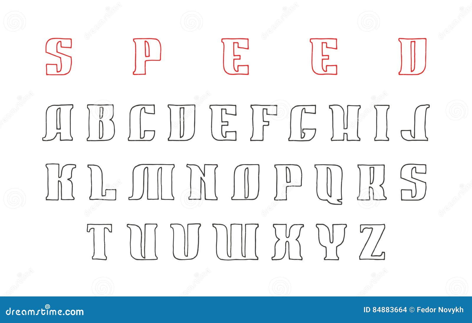 Contour Serif Font in the Style of Hand-drawn Graphics Stock Vector ...