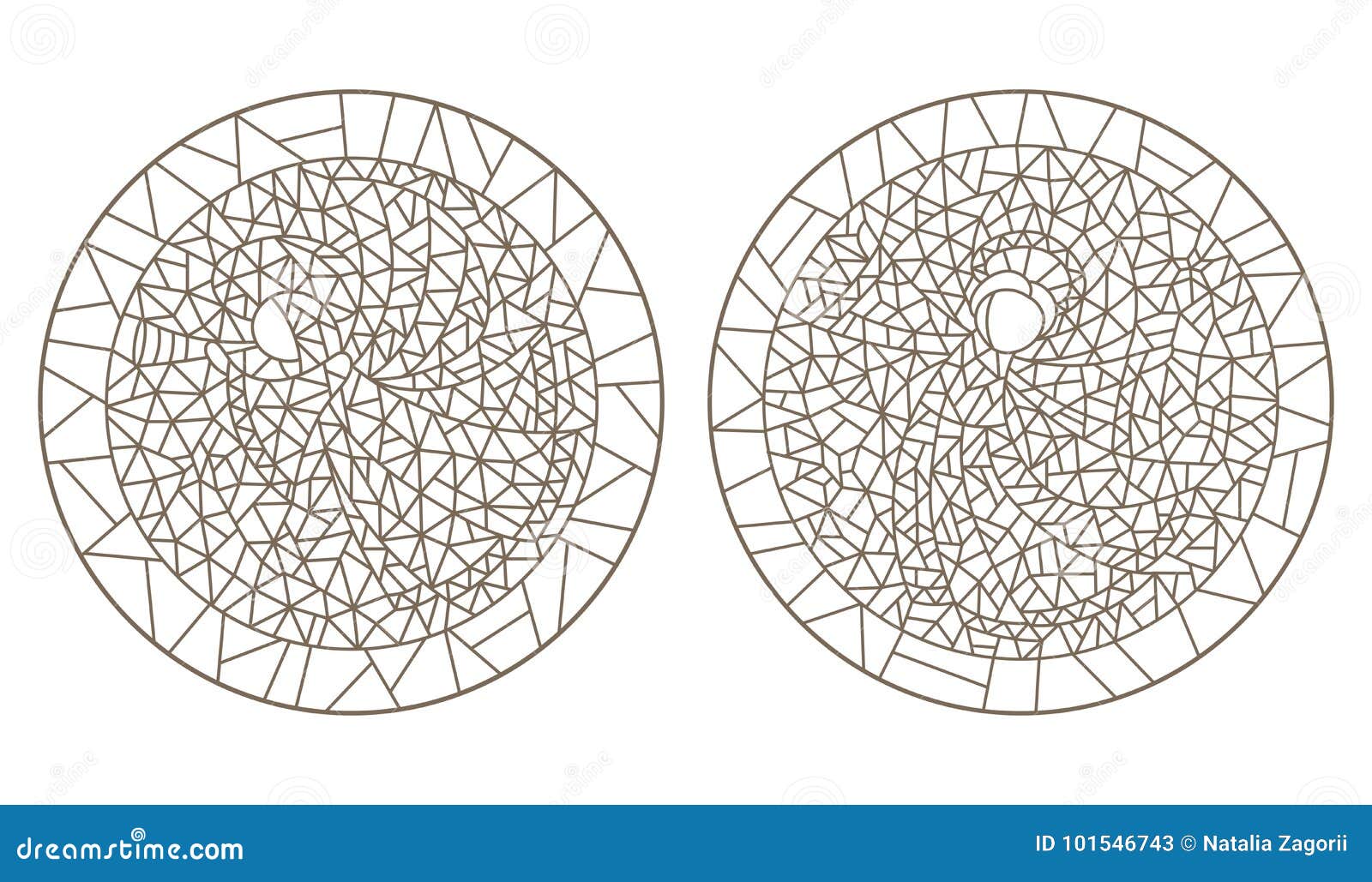 Contour Set with Illustrations Angels, Round Image Stock Vector ...