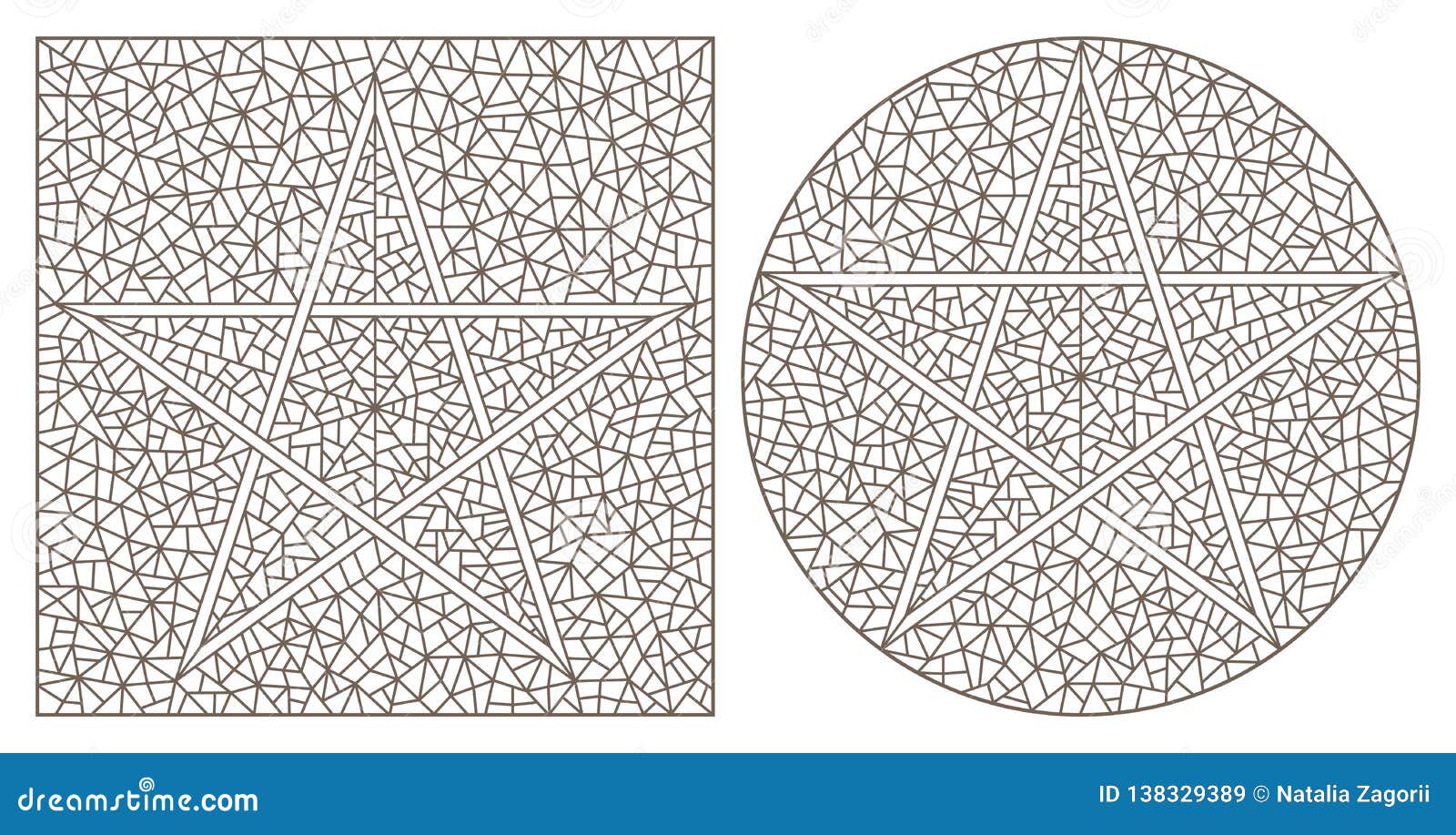 Contour Set with Illustrations of Stained-glass Windows with Stars ...
