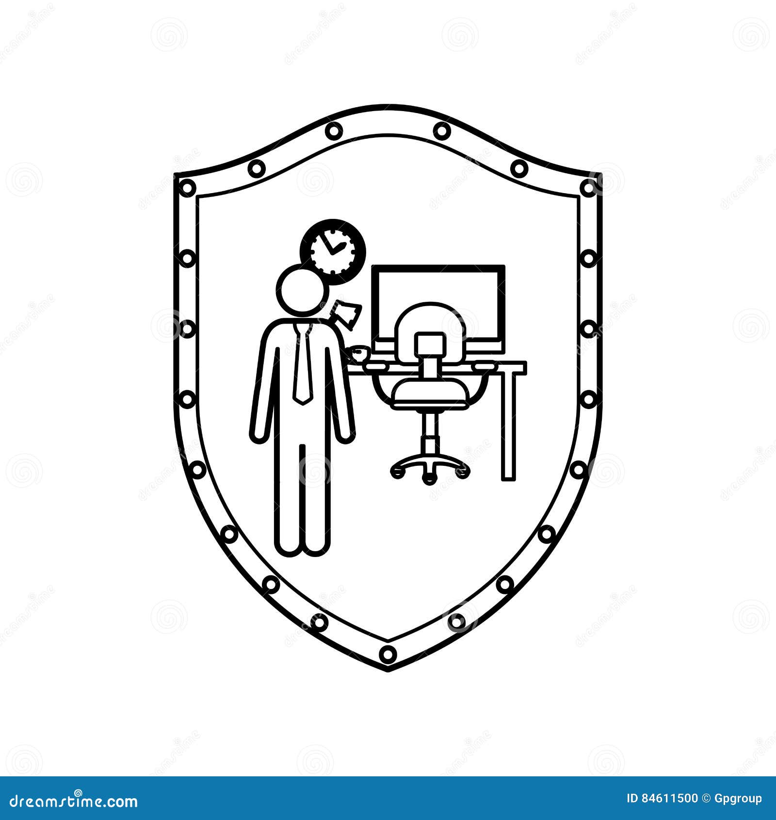 Contour Shield of Man Administrator in Office Stock Vector ...