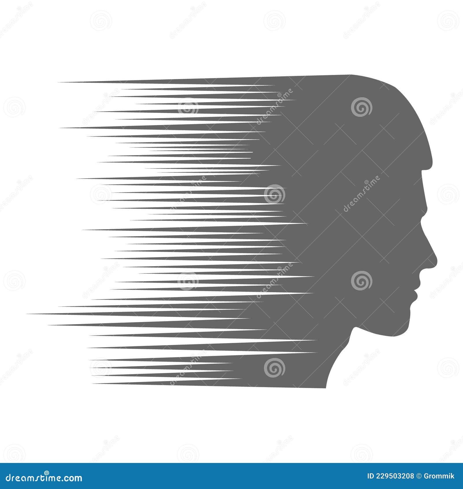 Contour of the Silhouette of a Man`s Face, Imitation of Movement ...