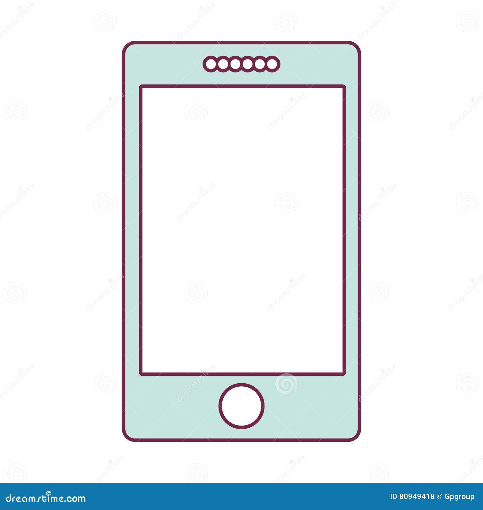 Contour Smartphone in Light Blue Color Stock Vector - Illustration of ...