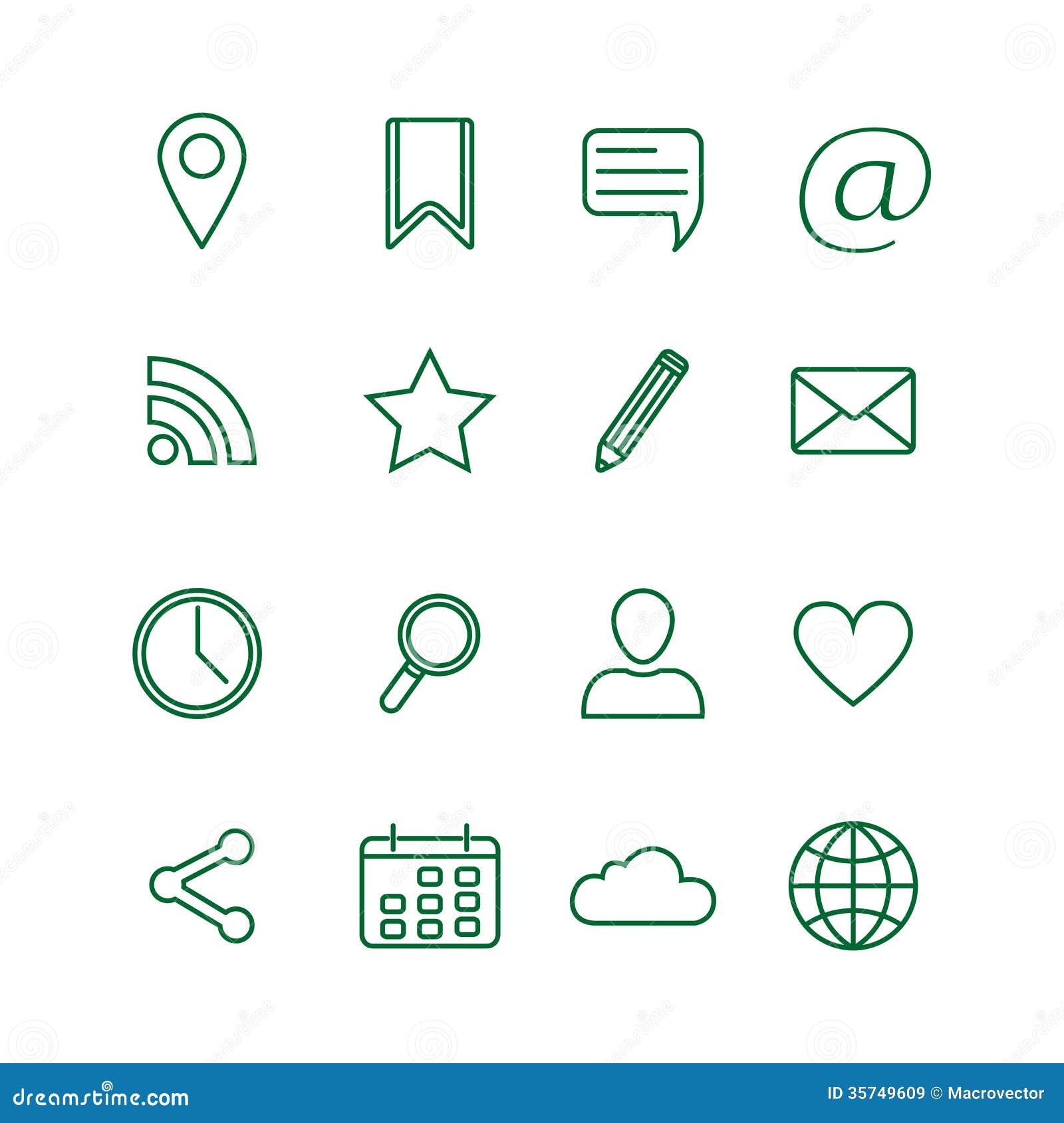 Contour Social Media Icons Set Stock Vector - Illustration of digital ...