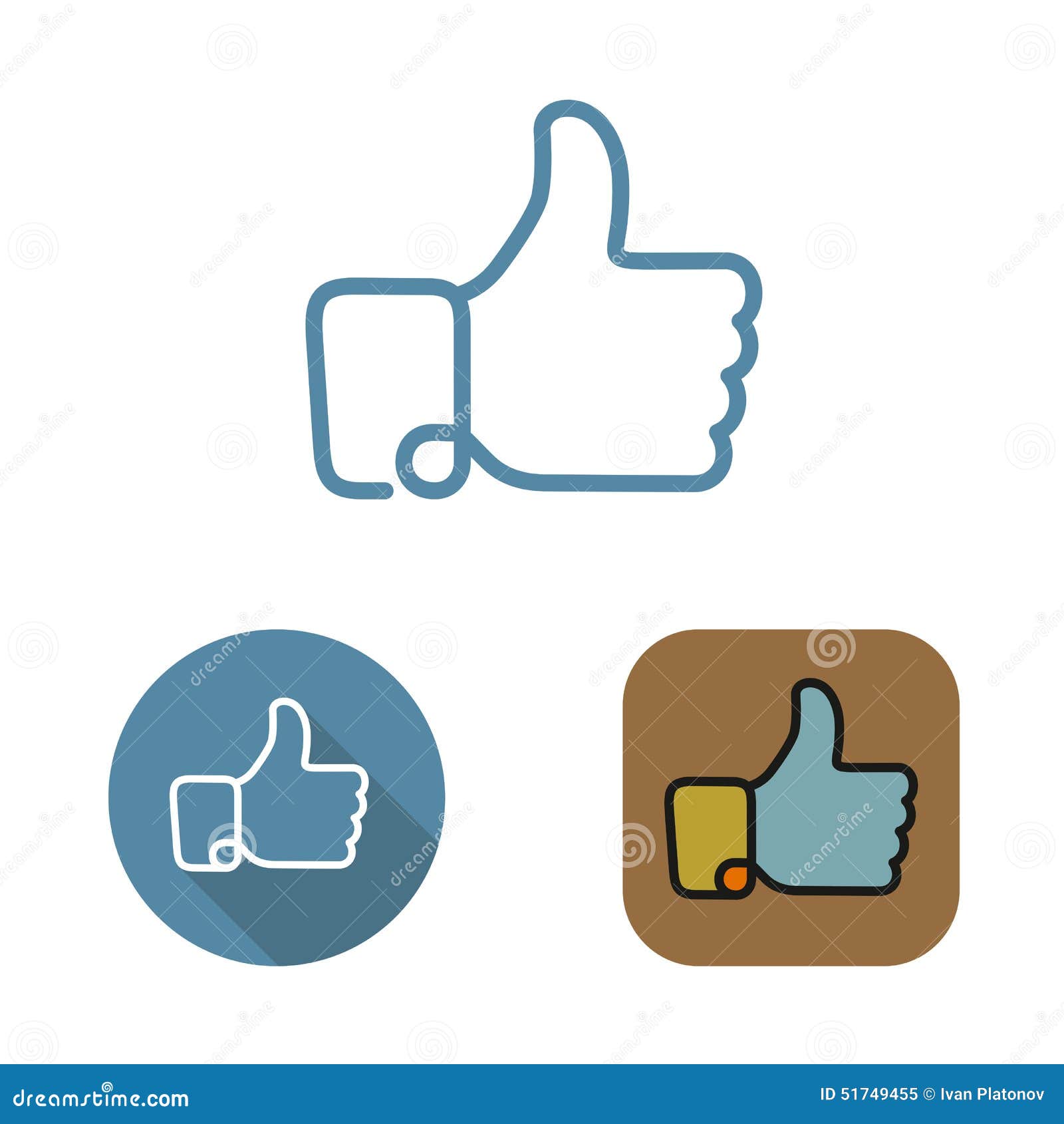 Contour Social Network Like Icon and Stickers Set Stock Vector ...