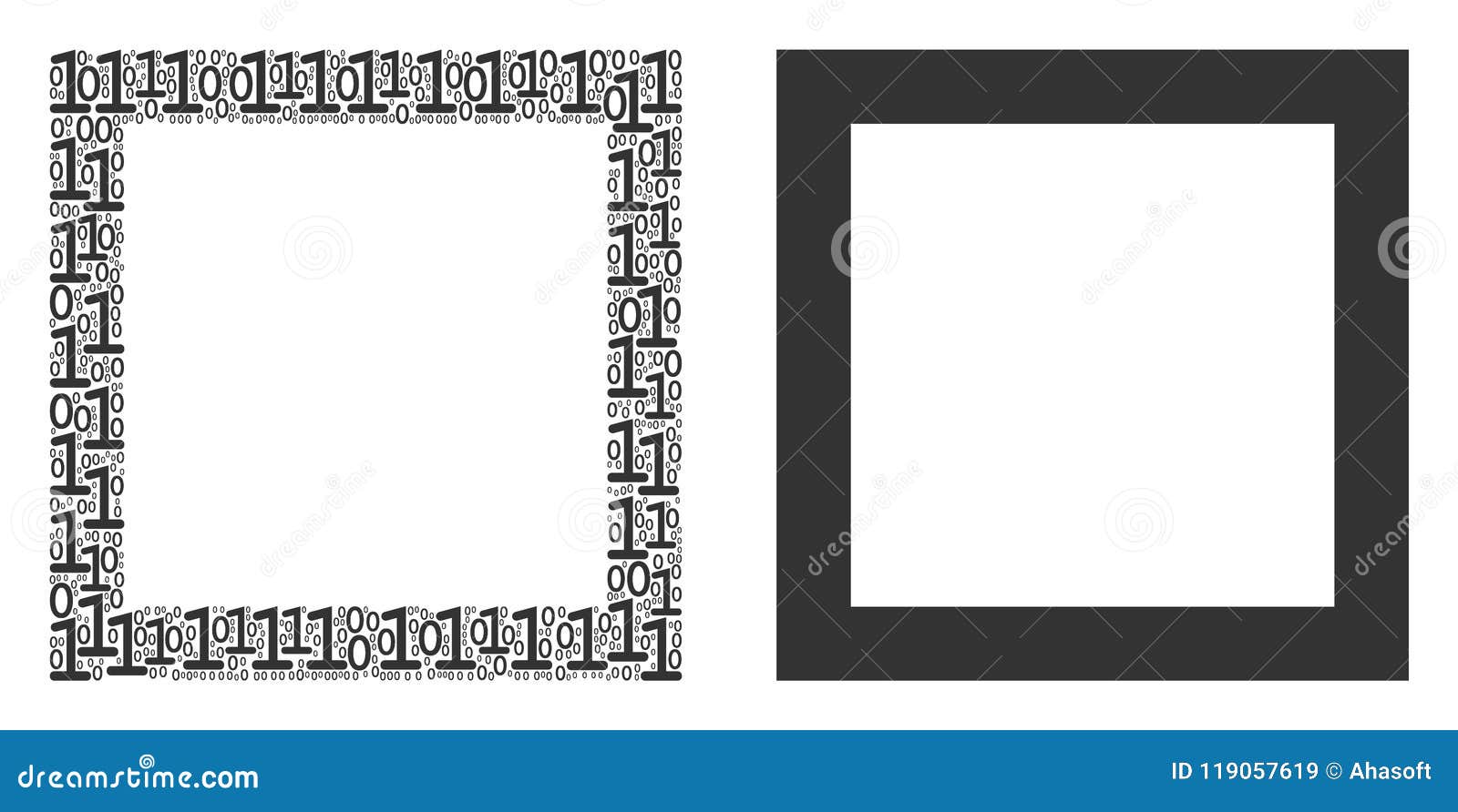 Contour Square Collage of Binary Digits Stock Vector - Illustration of ...
