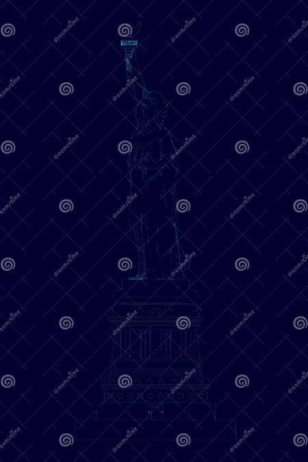 Contour Statue of Liberty. Side View Stock Vector - Illustration of ...