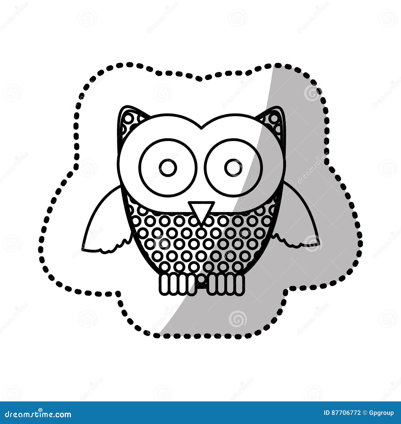 Contour sticker owl icon stock illustration. Illustration of colorful ...