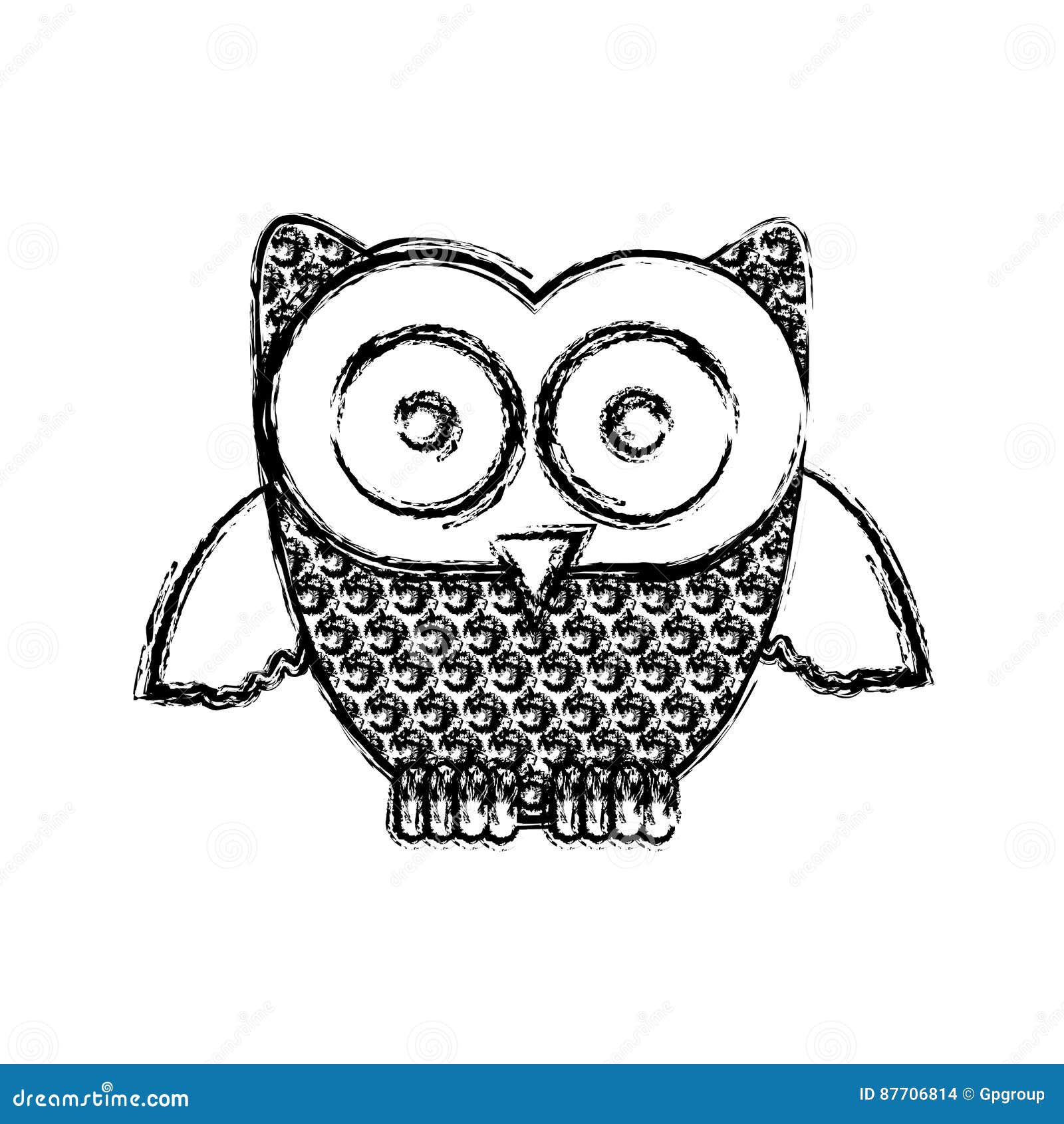 Contour stylized owl icon stock illustration. Illustration of ...