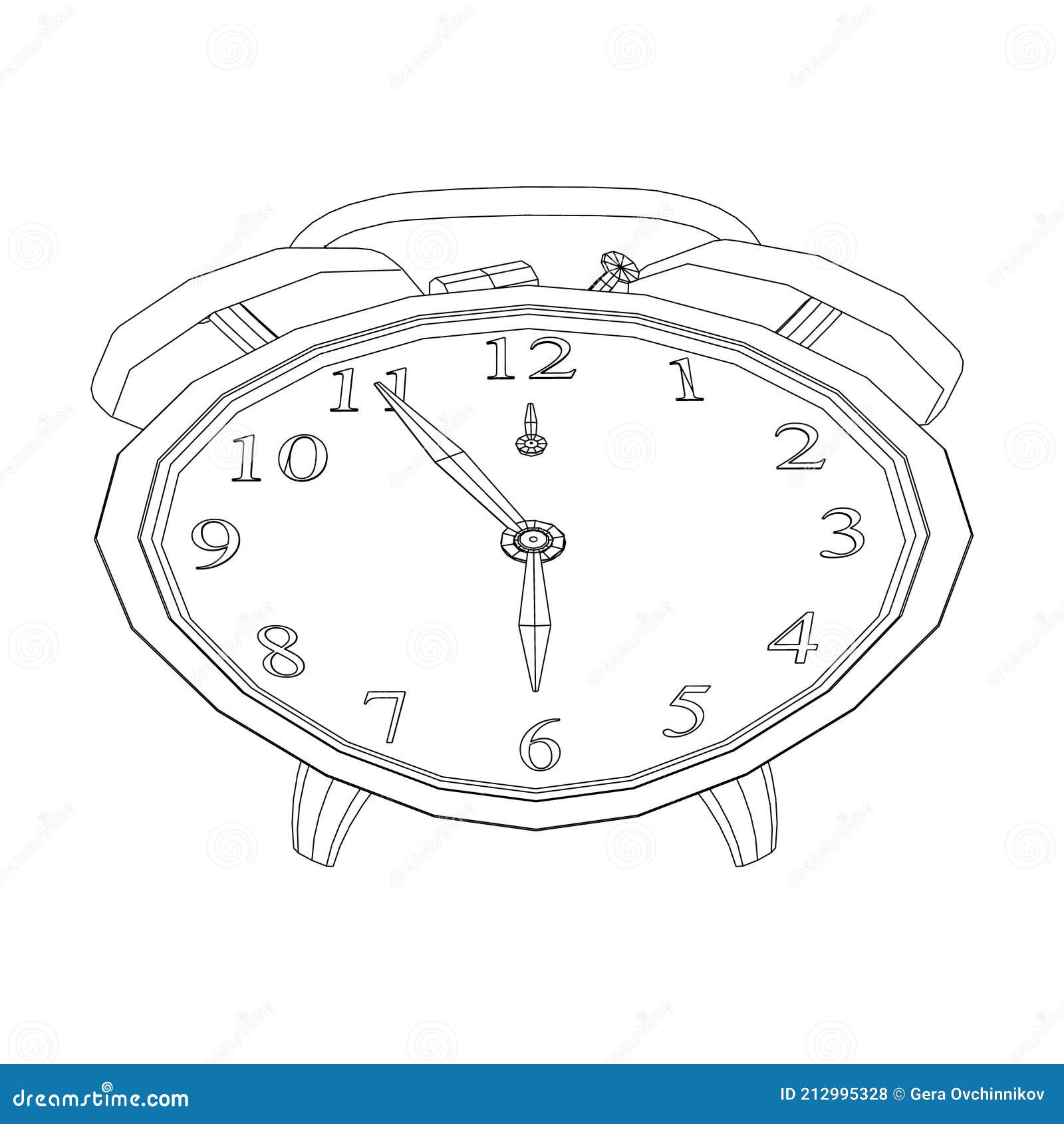 Contour of a Table Clock with an Alarm Clock in a Twisted Shape from ...