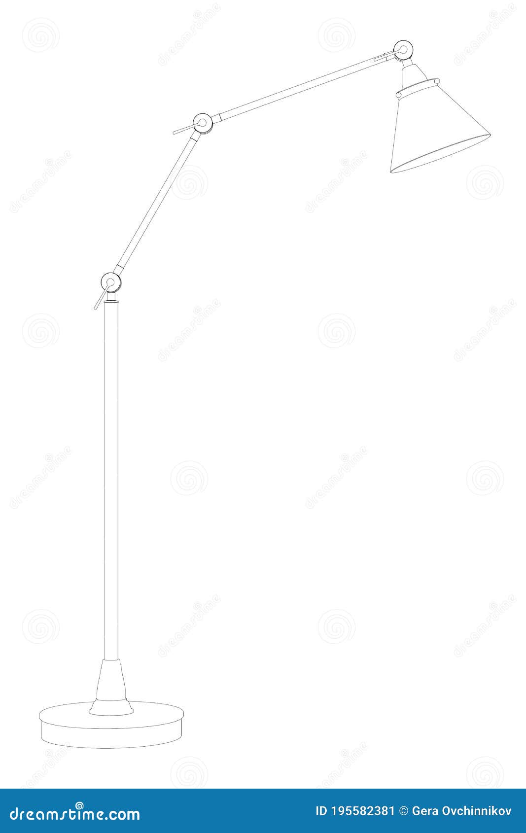 Contour of a Table Lamp from Black Lines Isolated on a White Background ...