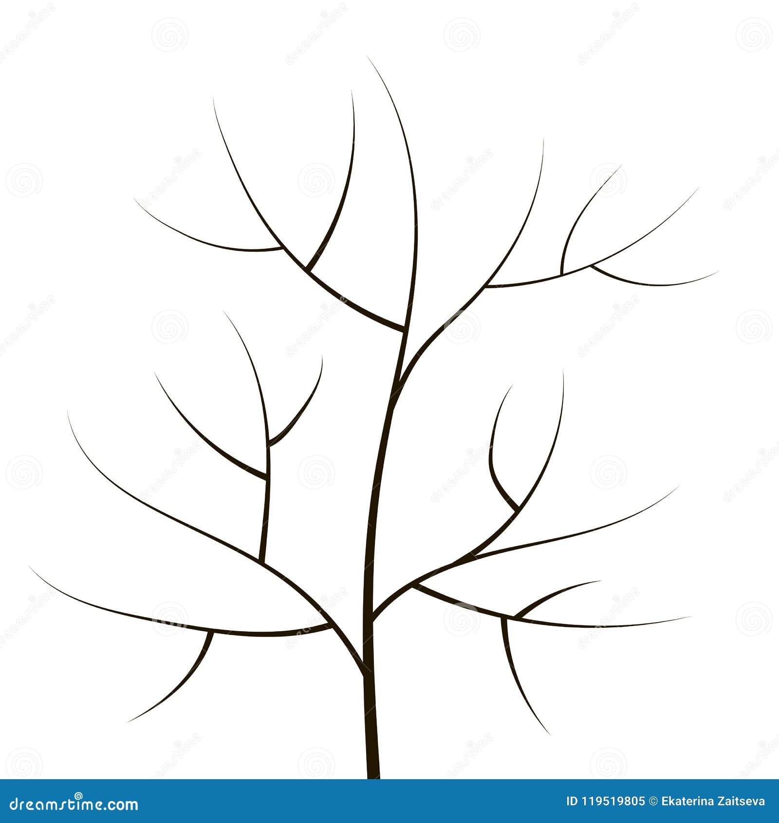 A Contour Of Thin Branches And A Trunk Of A Simple Black Forest Tree ...
