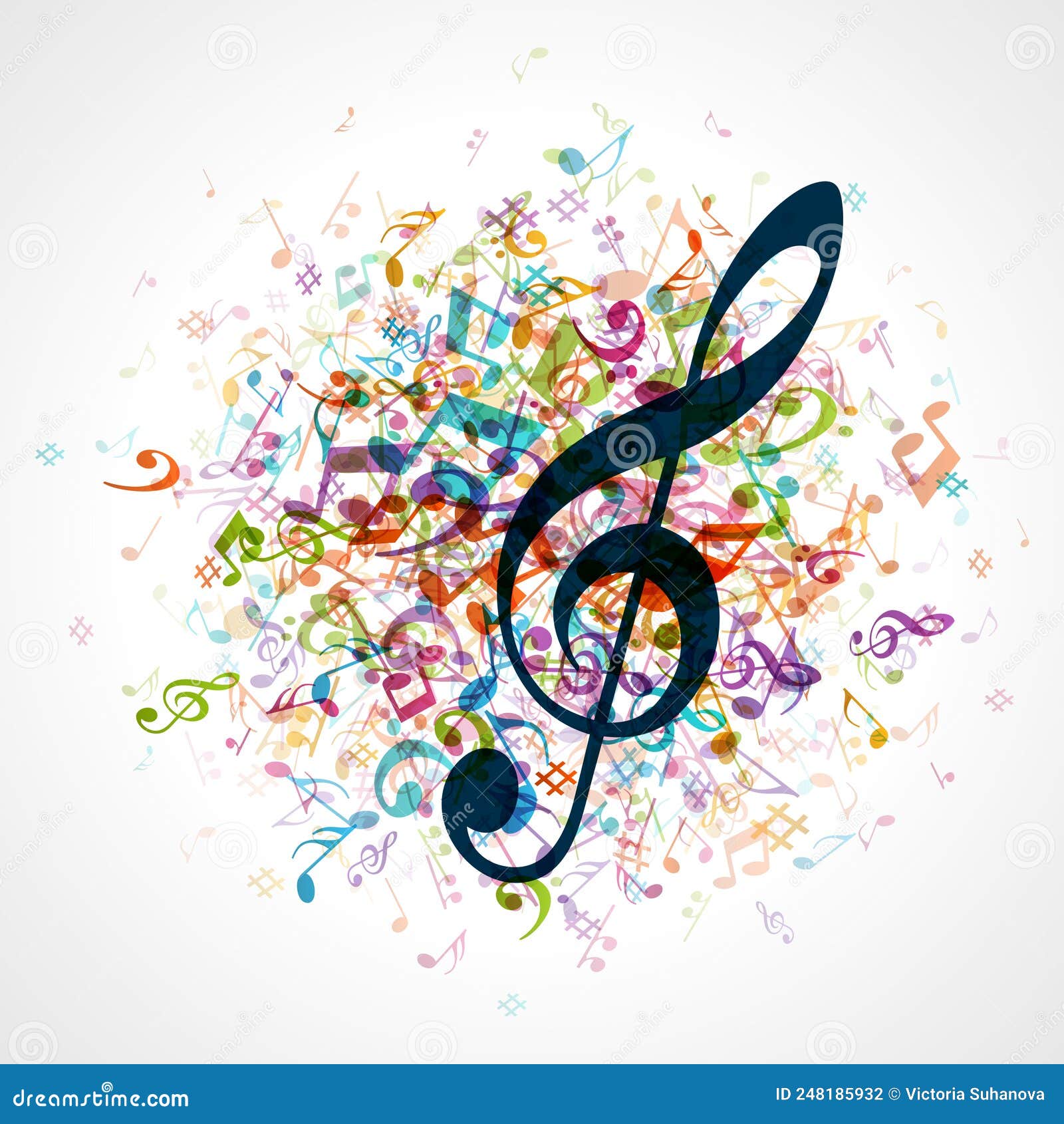 Contour Treble Clef on Abstract Music Vector Background. Black ...