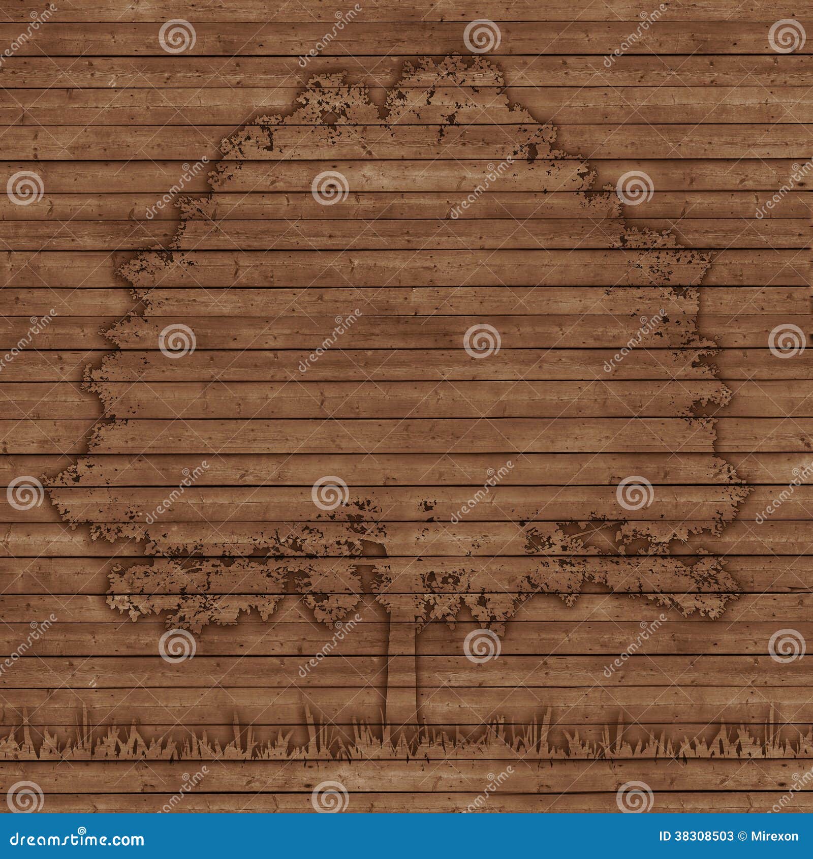 Contour Tree on Old Wooden Planks Background Stock Image - Image of ...