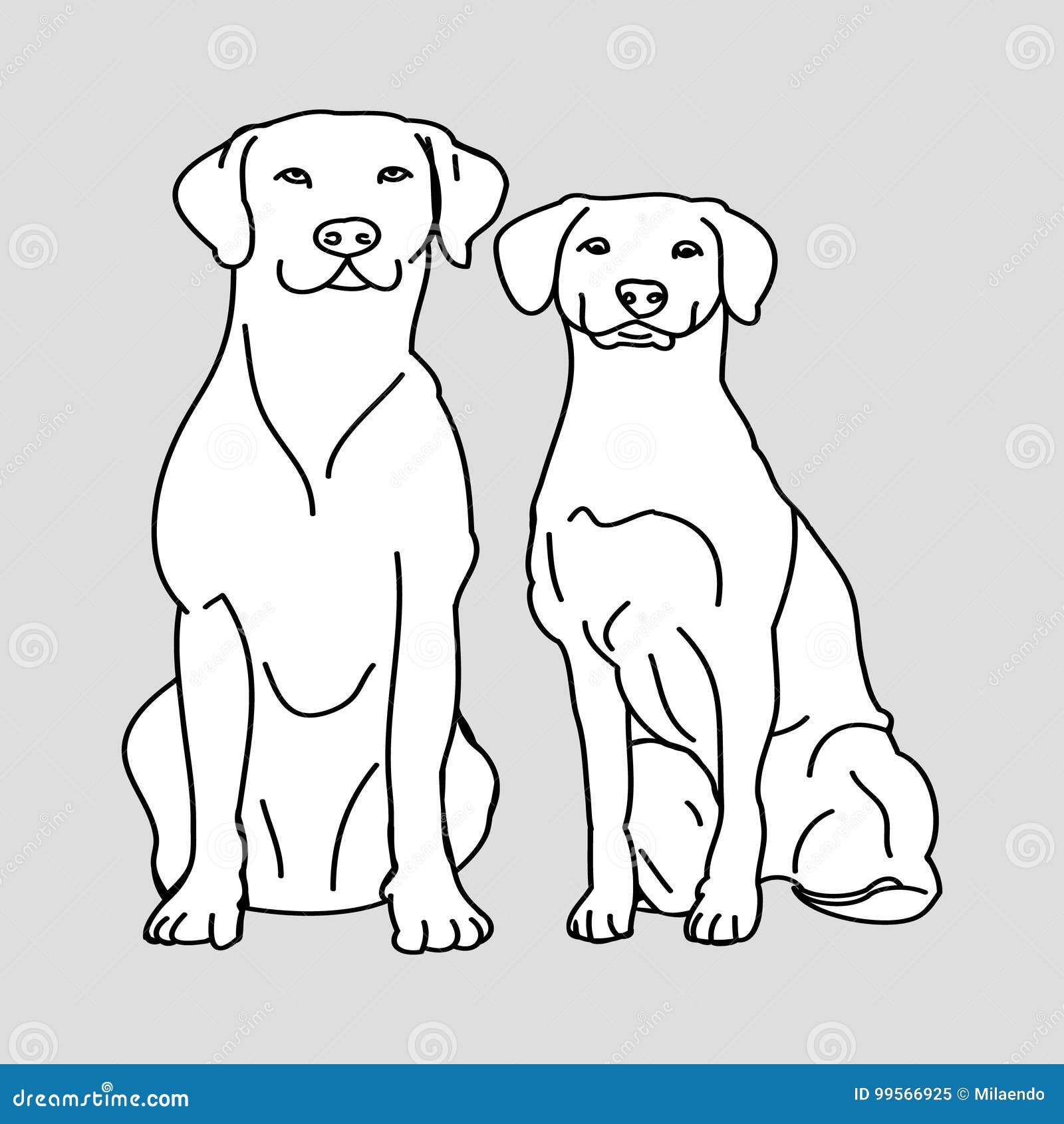 Contour two white dogs stock vector. Illustration of cute - 99566925