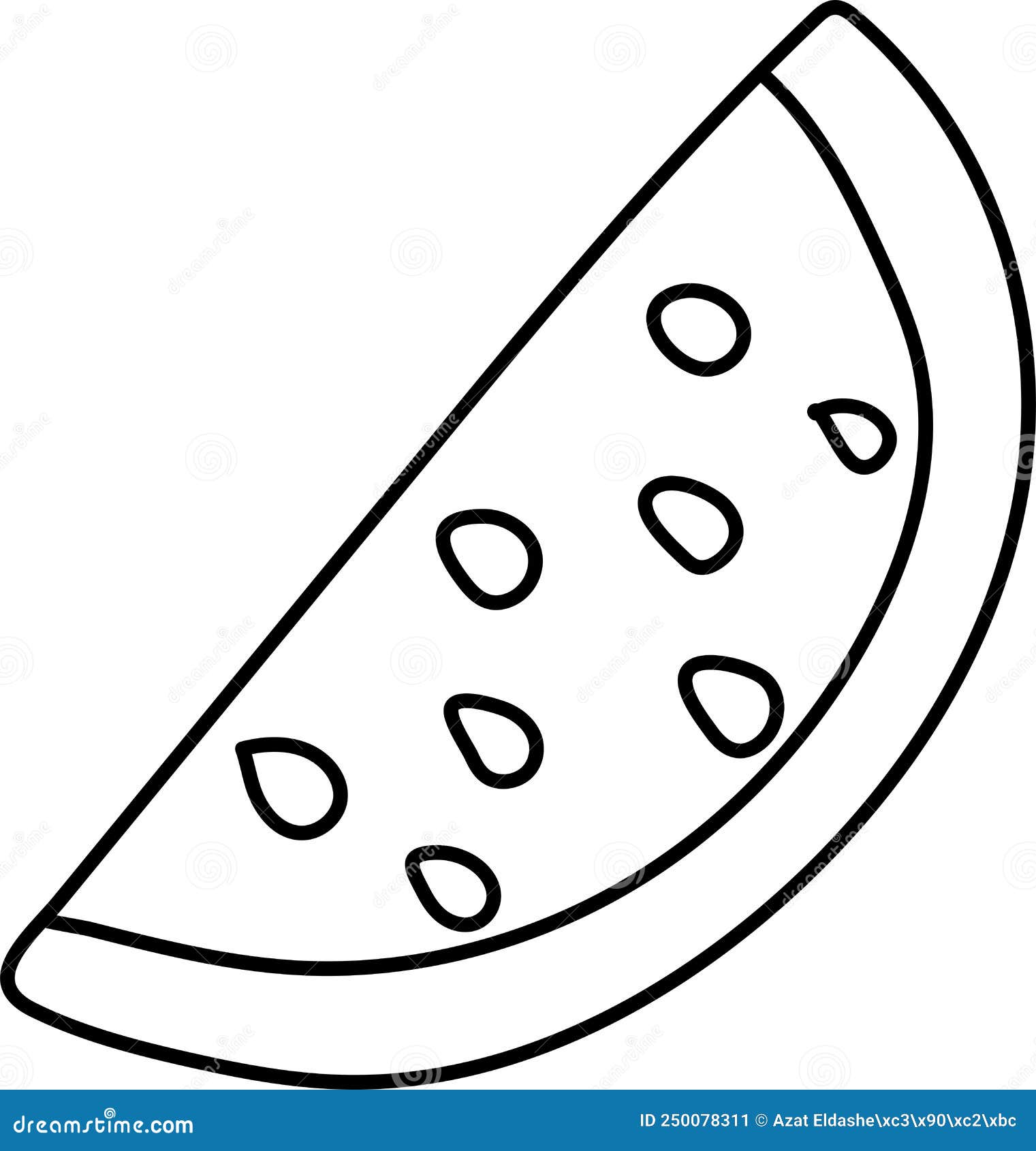 Contour of Watermelon Slices on White Background Stock Vector ...
