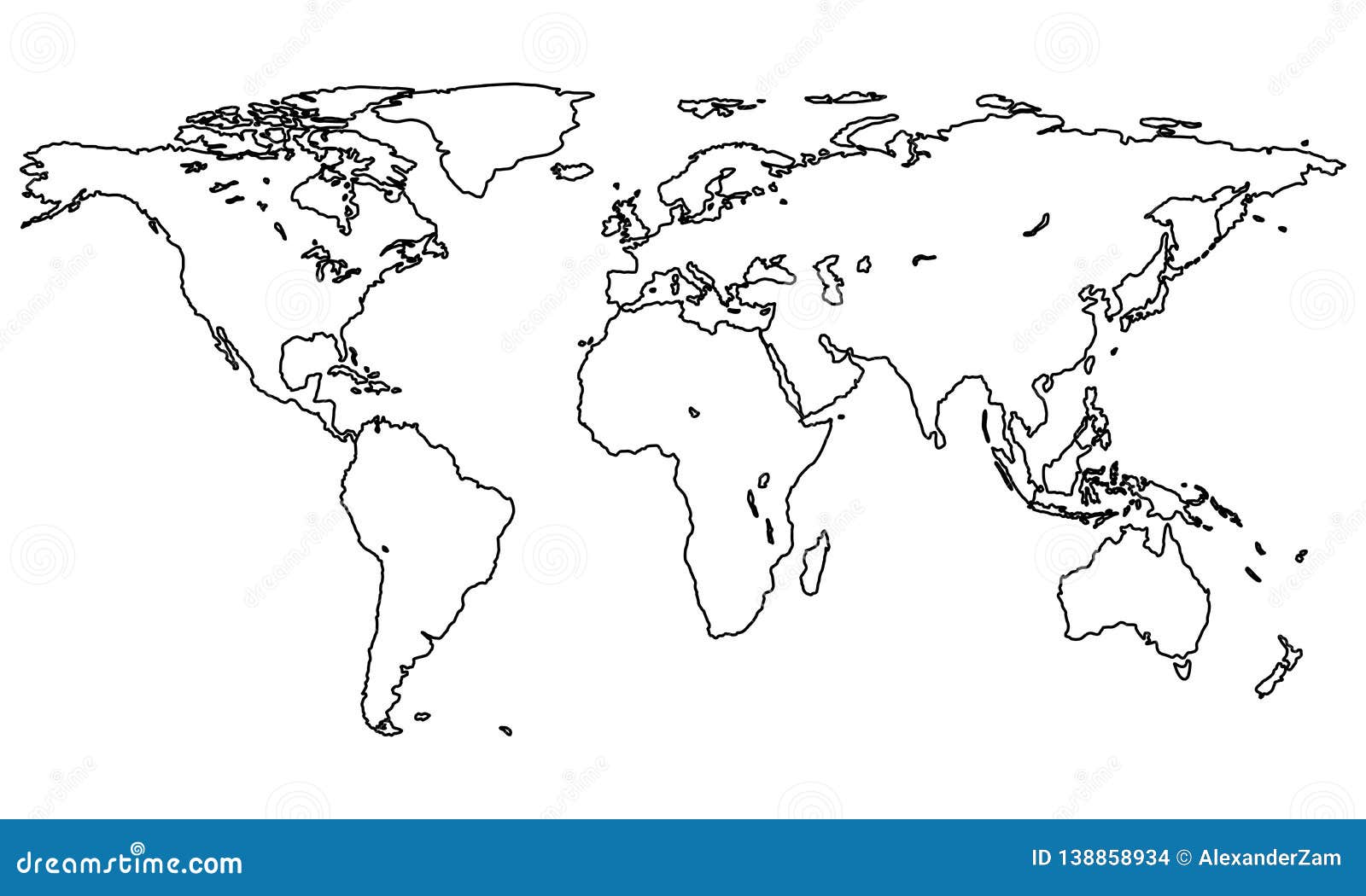 Contour world map stock vector. Illustration of layout - 138858934