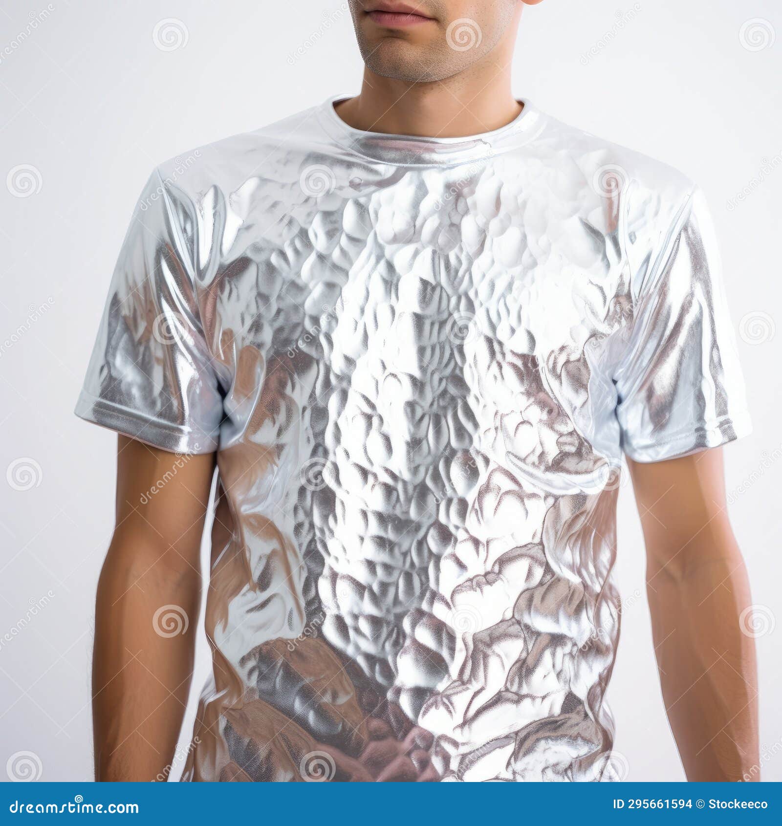 Contoured Shading Aluminum Foil Shirt with Shiny Bumpy Texture Stock ...