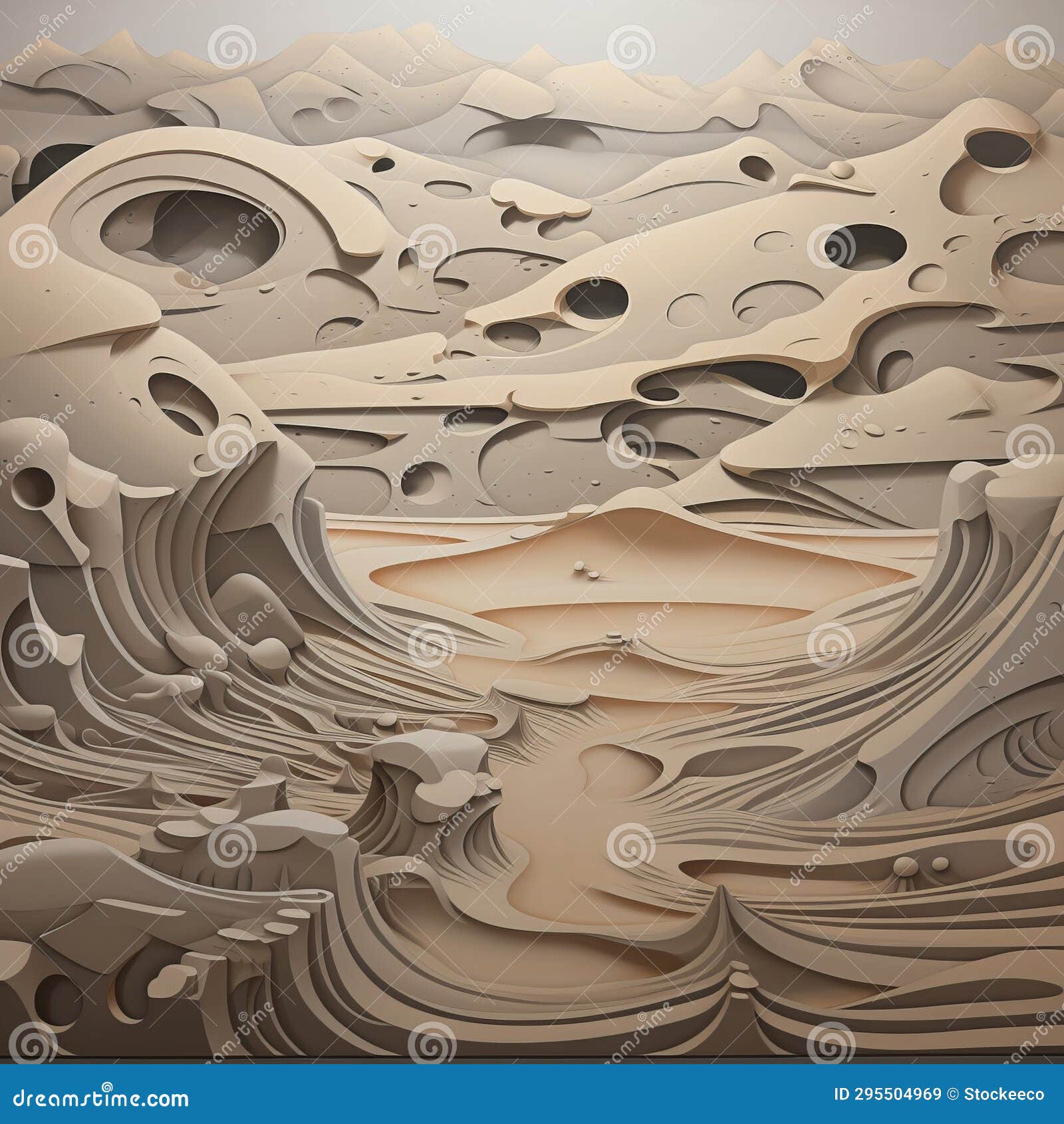 Contoured Shading: a Captivating 3d Paper Art Image of a Desert Terrain ...