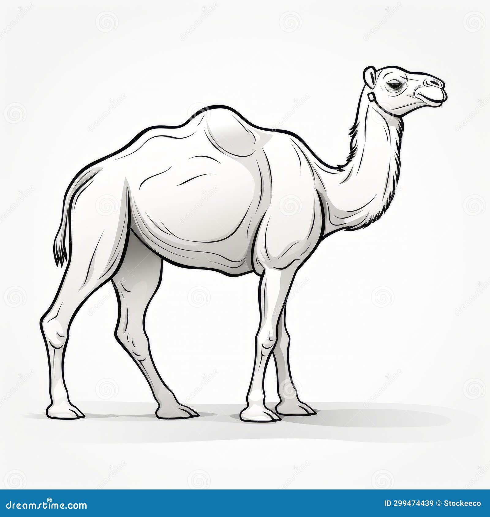 Contoured Shading Vector Drawing of Camel on White Background Stock ...