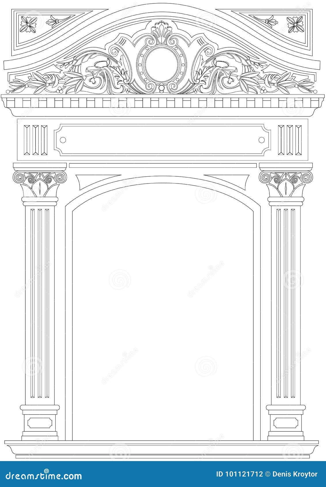 Contouring Coloring of Classical Arch Stock Illustration - Illustration ...