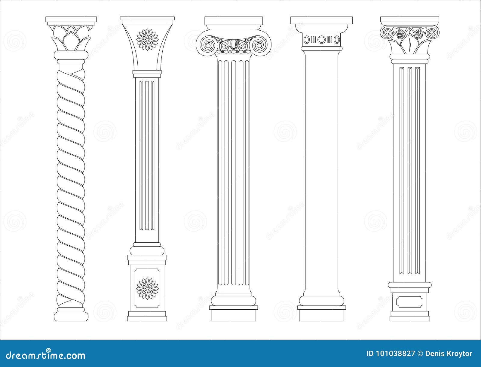 Contouring Coloring of Classical Columns Stock Vector - Illustration of ...