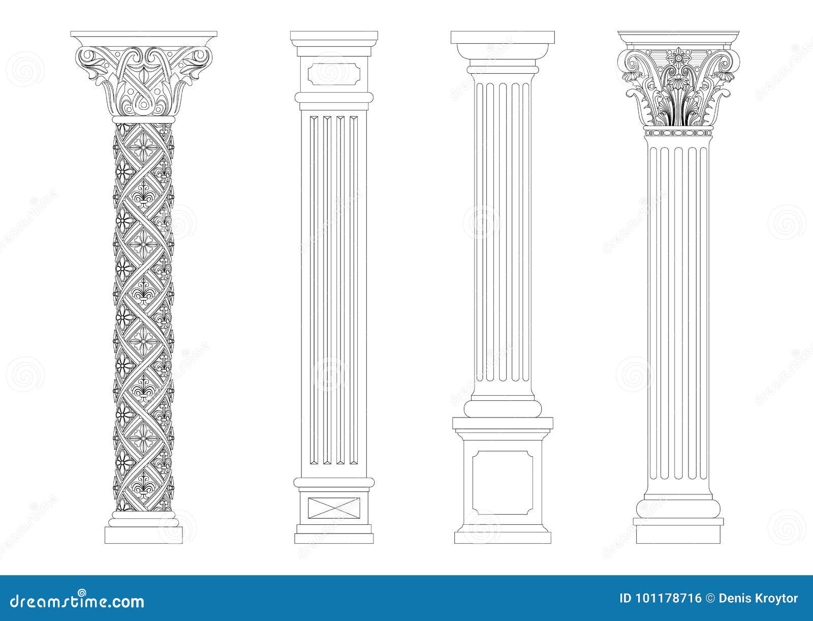 Contouring Coloring of Classical Columns Stock Illustration ...