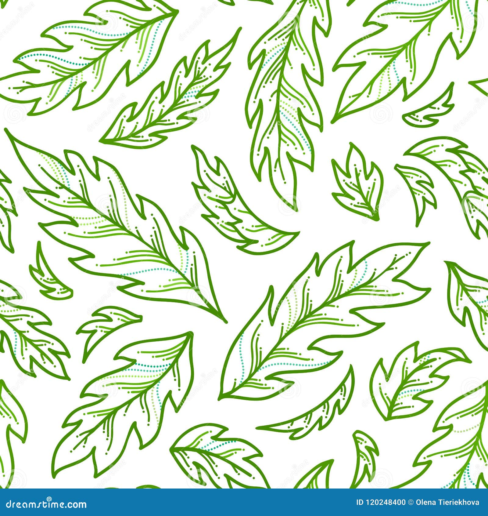 Vector Seamless Pattern of Leaves. Stock Vector - Illustration of ...