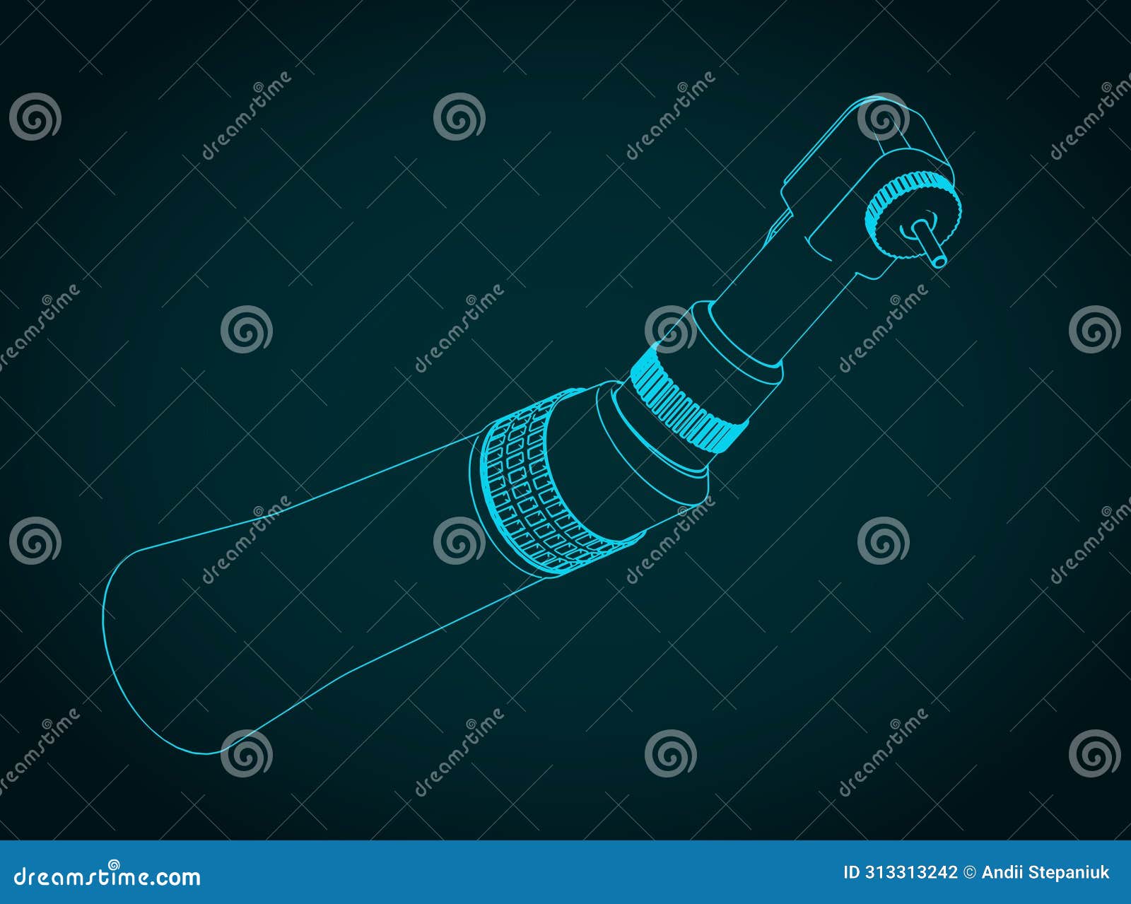 Contra Angle Handpiece Blueprint Stock Vector - Illustration of boer ...