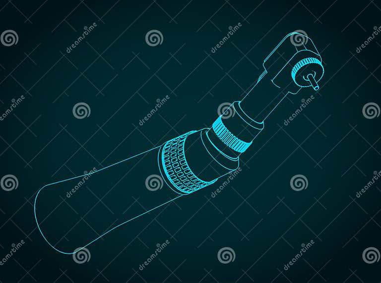 Contra Angle Handpiece Blueprint Stock Vector - Illustration of boer ...