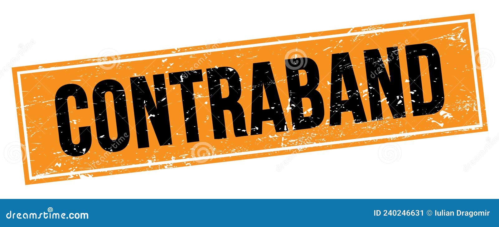 CONTRABAND Text on Black Orange Grungy Rectangle Stamp Stock ...