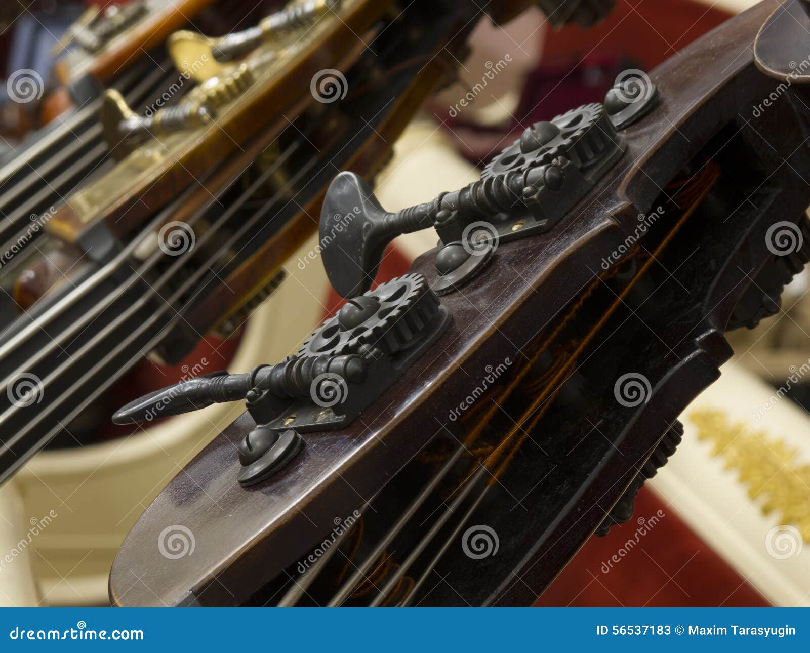 Contrabass closeup stock image. Image of tension, headstock - 56537183