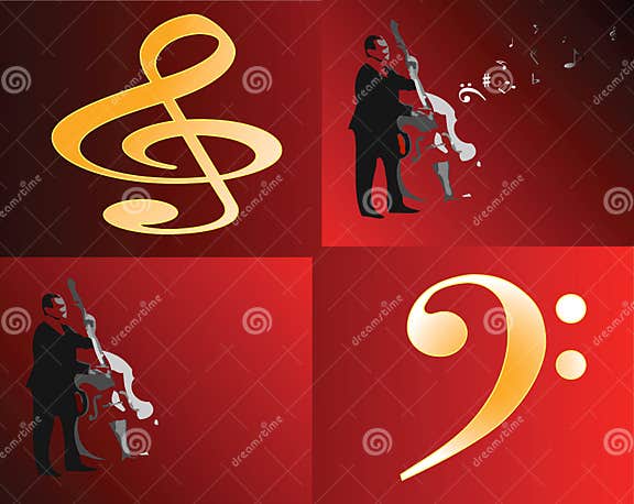 Contrabassist play red. stock vector. Illustration of swinging - 16369535