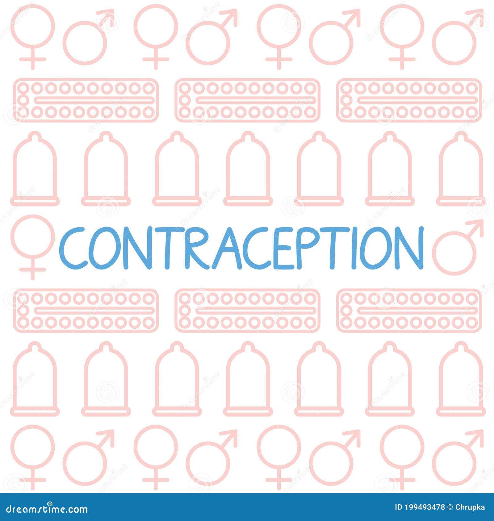 Contraception Method Pattern Stock Vector - Illustration of isolated ...