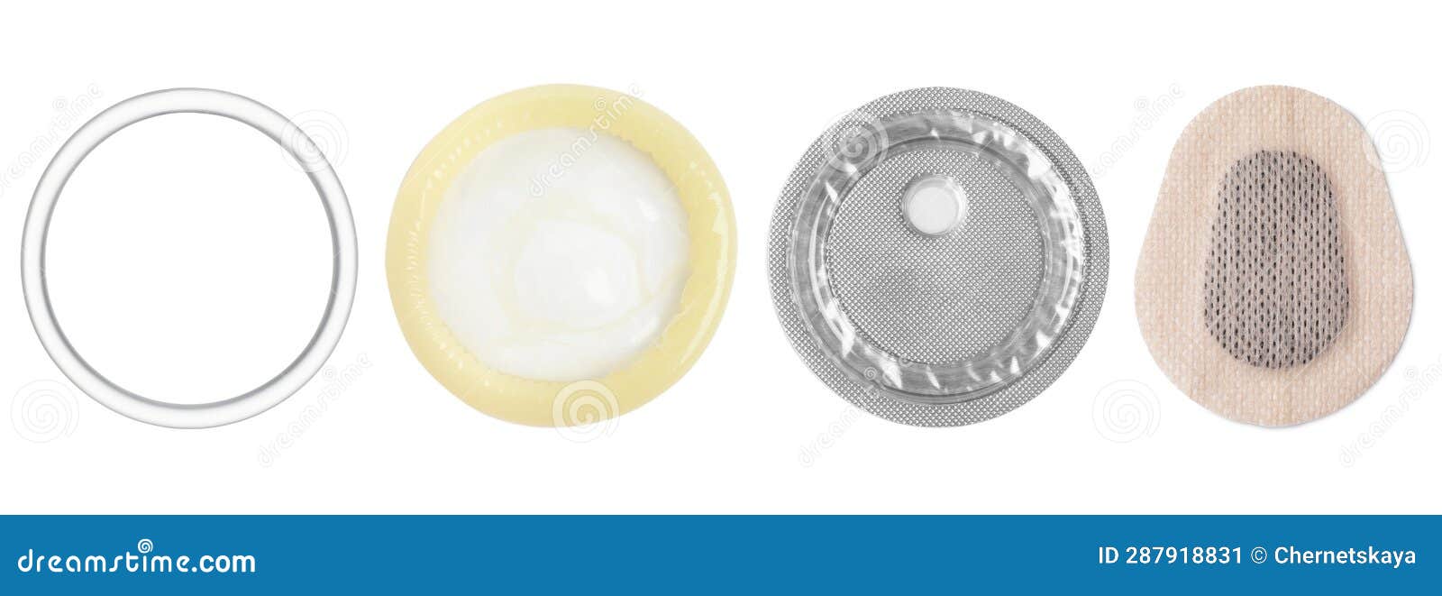 Contraceptive Patch, Vaginal Ring, Condom and Emergency Pill Isolated ...