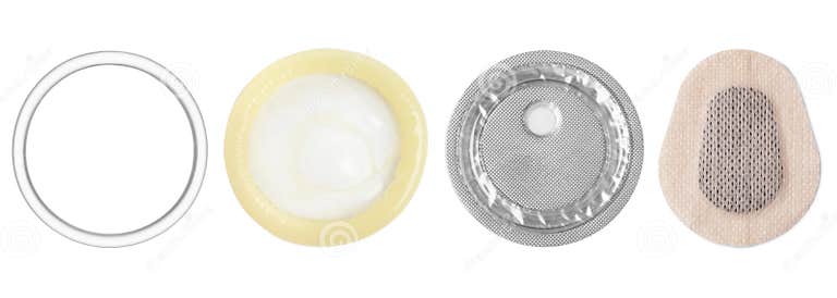 Contraceptive Patch, Vaginal Ring, Condom and Emergency Pill Isolated ...