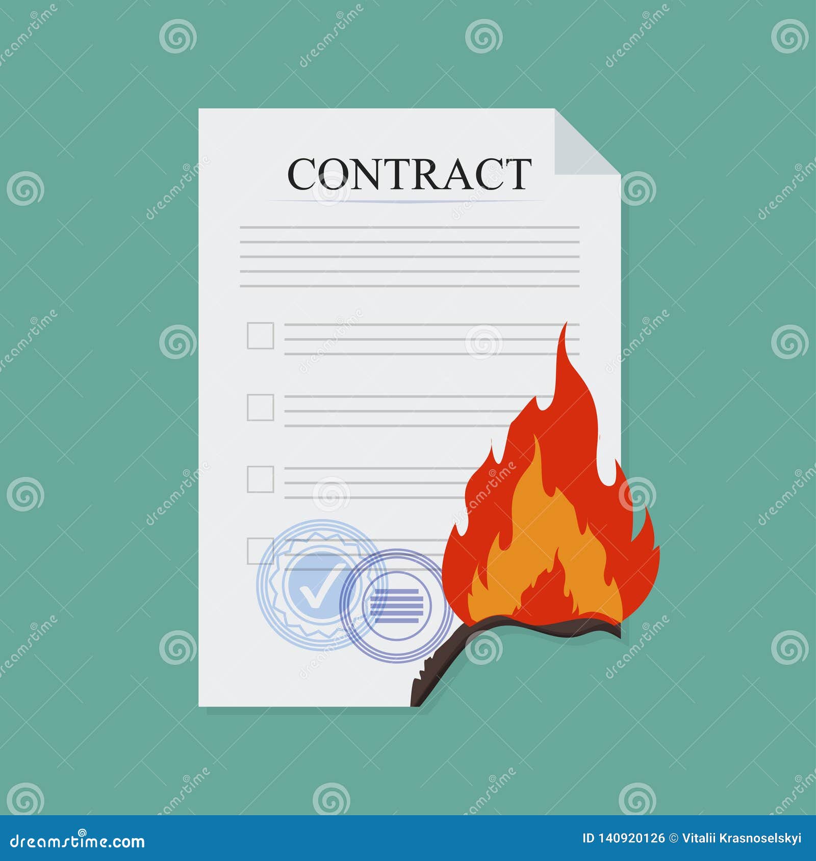 Contract Break. Breach And Terminate Of Contract. Torn Of Paper ...