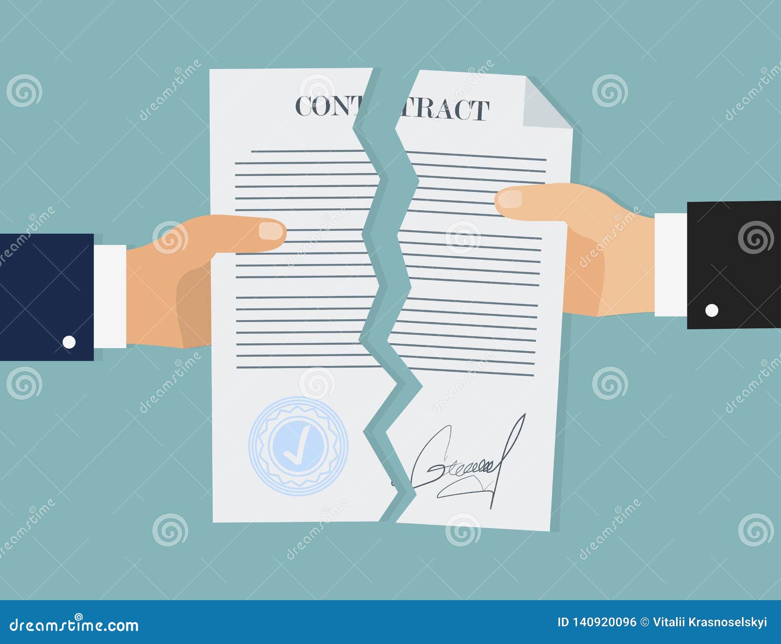 Contract And Break Contract. Breach And Terminate Of Paper Document ...