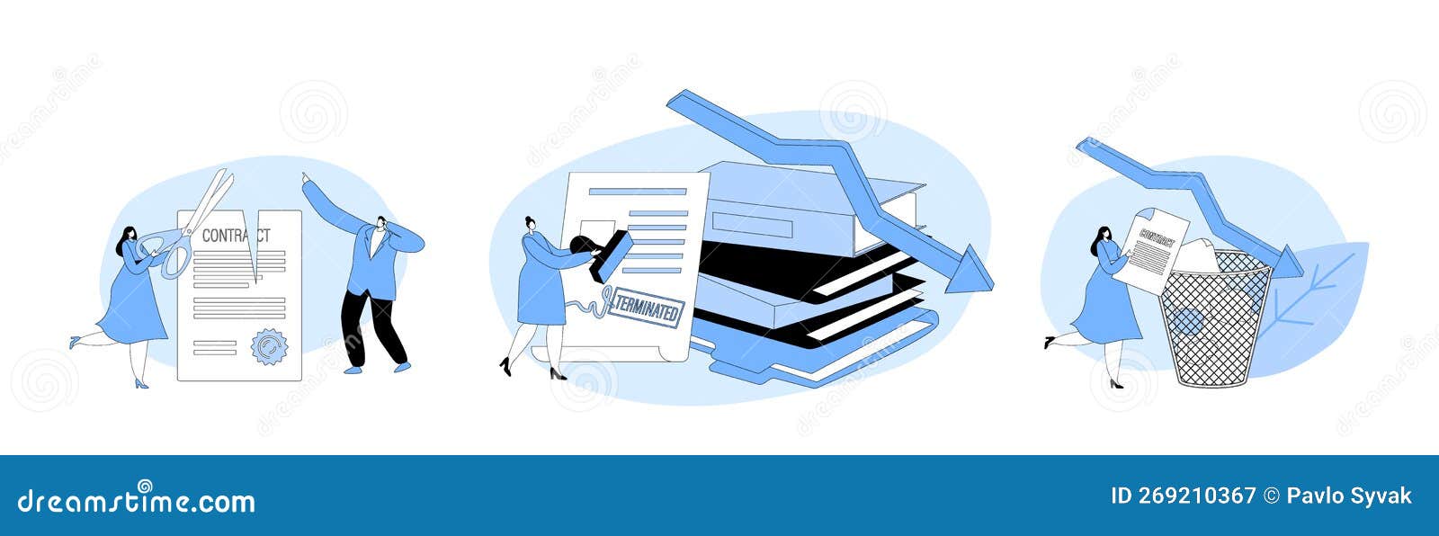 Contract Cancellation, Agreement Termination Concept. Tiny Characters ...