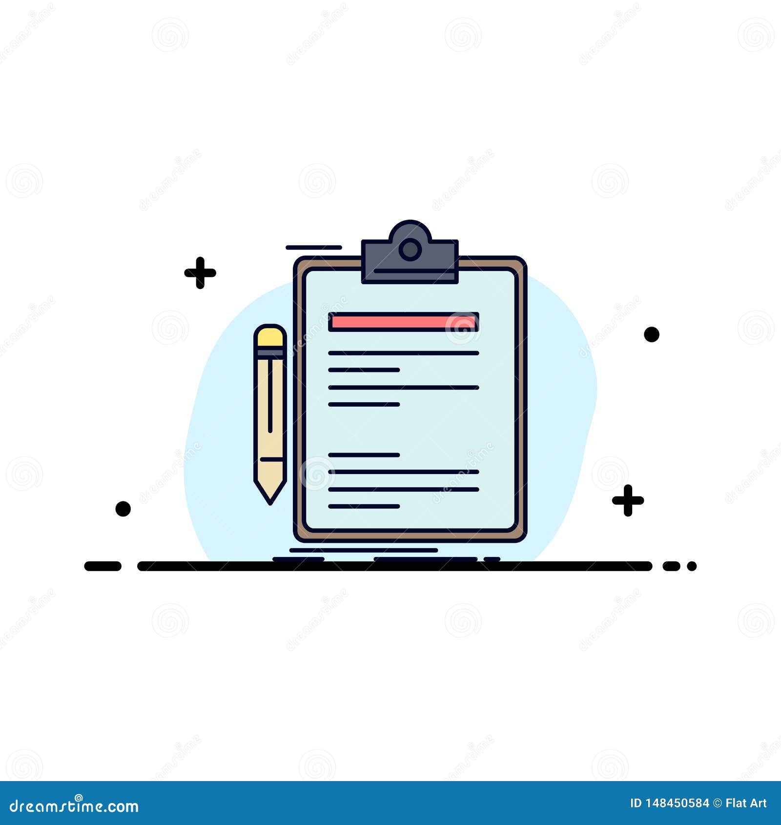 Contract, Check, Business, Done, Clip Board Flat Color Icon Vector ...