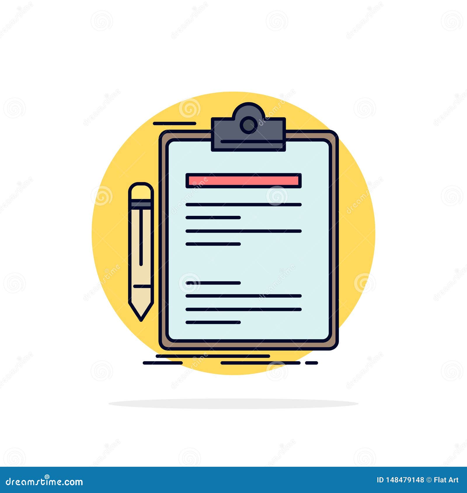Contract, Check, Business, Done, Clip Board Flat Color Icon Vector ...